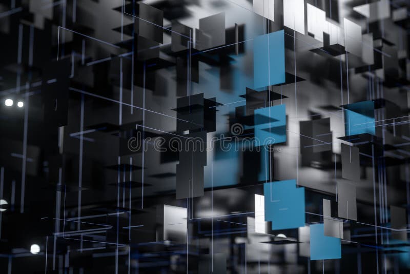 A Three-dimensional Space Composed of Square Planes, 3d Rendering Stock ...