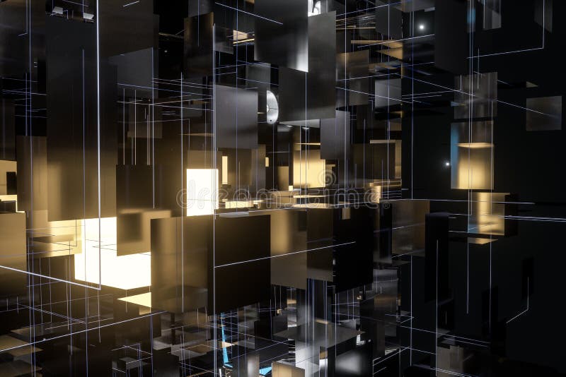 A Three-dimensional Space Composed of Square Planes, 3d Rendering Stock ...