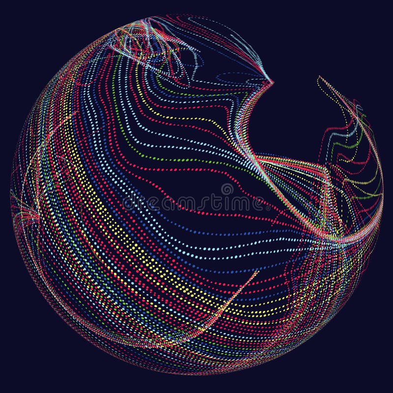Three-dimensional Sphere Composed of Multicolored Curves. Stock Vector ...