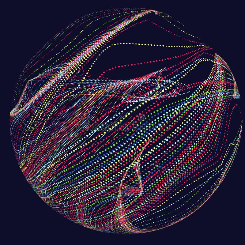Three-dimensional Sphere Composed of Multicolored Curves. Stock Vector ...