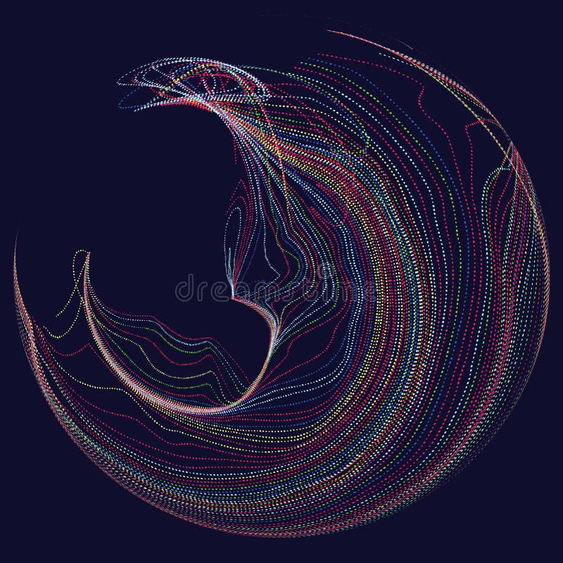 Three-dimensional Sphere Composed of Multicolored Curves. Stock ...