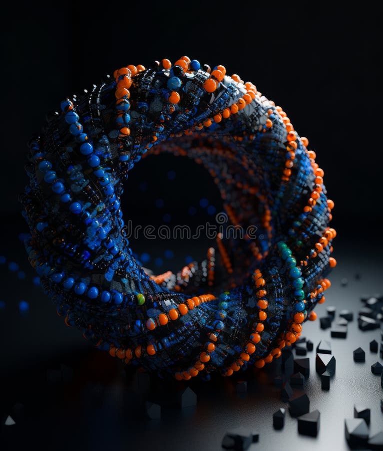 Three Dimensional Spiral Ring. a Bunch of Beads Sitting on Top of a ...