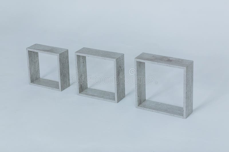 Three Three-dimensional Square Frames on a White Background. Stock ...