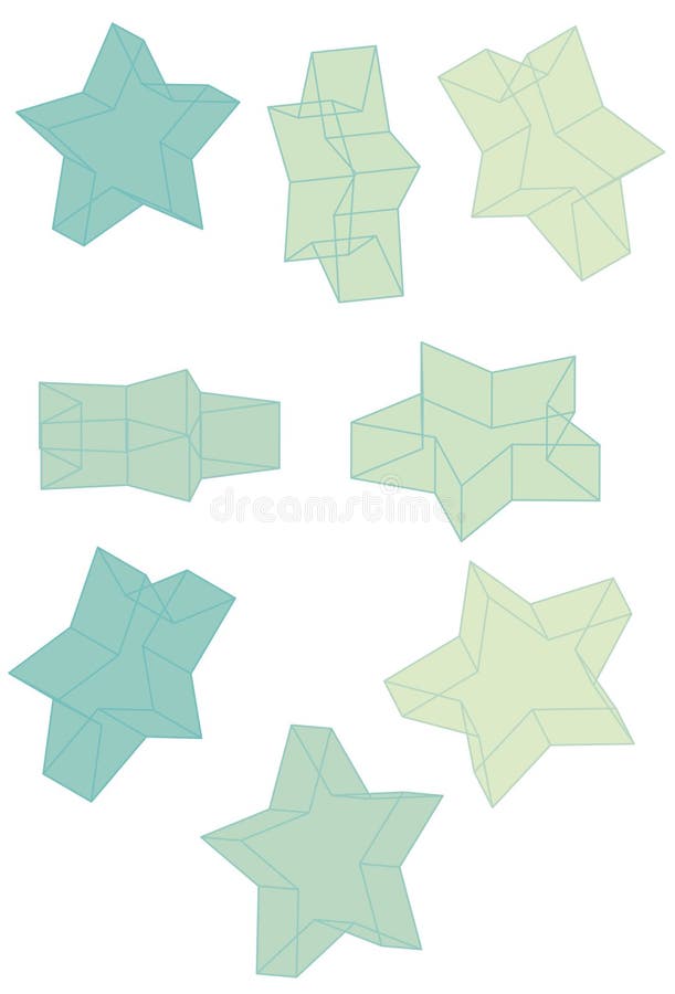 Three Dimensional Stars with Outlines Stock Vector - Illustration of ...