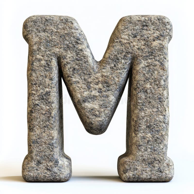 A Three-dimensional Stone Letter "M" with a Textured Surface Stock ...