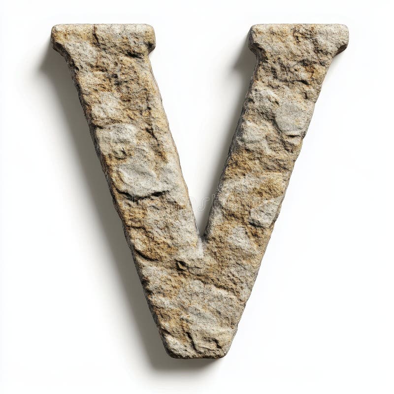 A Three-dimensional Stone Letter "V" with a Textured Surface Stock ...