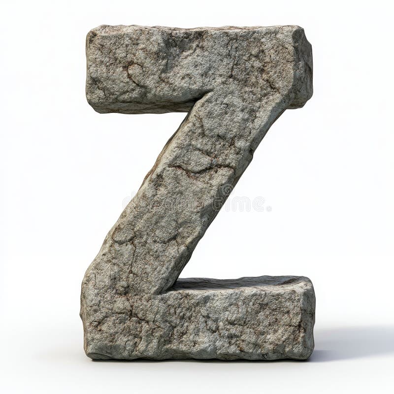 A Three-dimensional Stone Letter "Z" with a Rough Texture and Natural ...