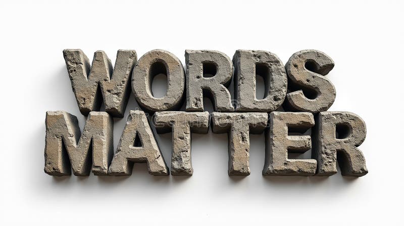 Words Matter Carved in Stone on White Background Stock Illustration ...