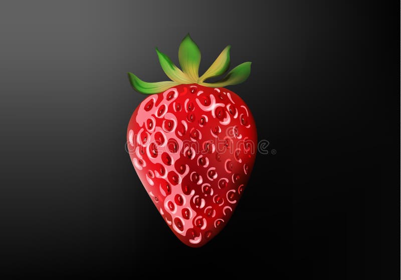 Three Dimensional Strawberry with Light Reflecting. Black Gradient ...