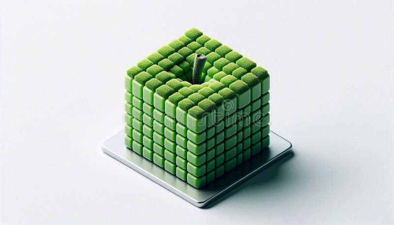 A Three-dimensional Structure that Resembles a Rubika`s Cube and Apple Stock Illustration ...
