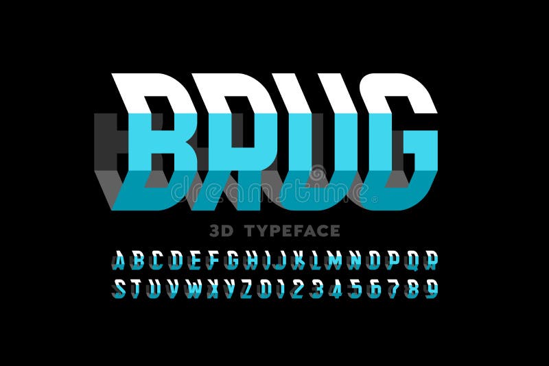 Three Dimensional Style Modern Font Design Stock Vector - Illustration ...