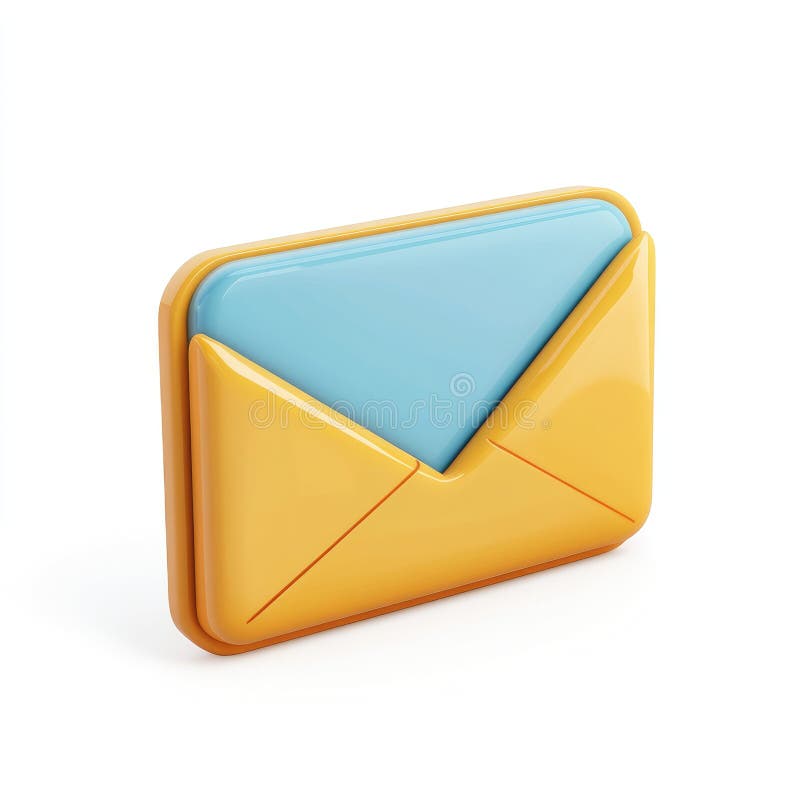 3D Render of a Yellow and Blue Email Envelope Icon Stock Illustration ...