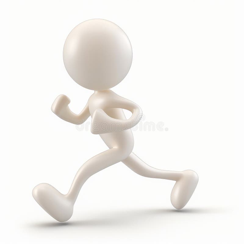 Active 3D Character Running Fast, Achieving Goals. Stock Illustration ...