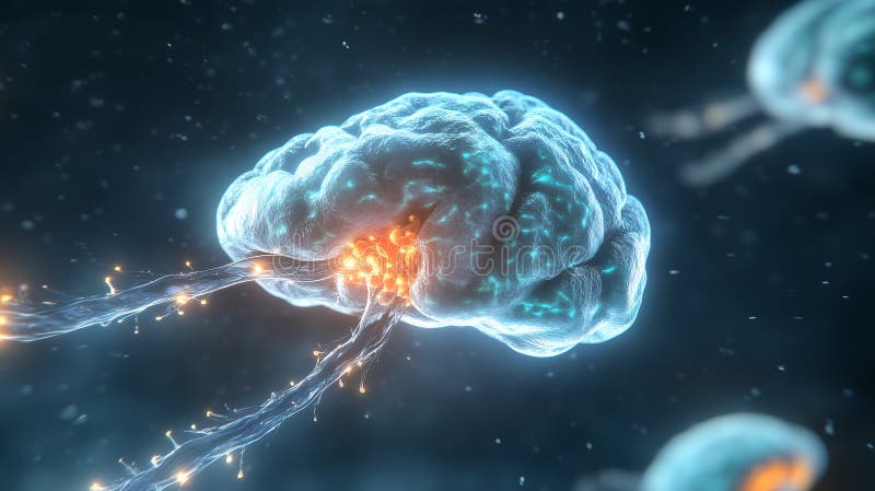 Neural Activity in 3D, Glowing Neuron Network Stock Illustration ...