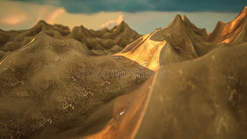 Three-dimensional Stylized Landscape at Sunset. 3d Render Stock ...