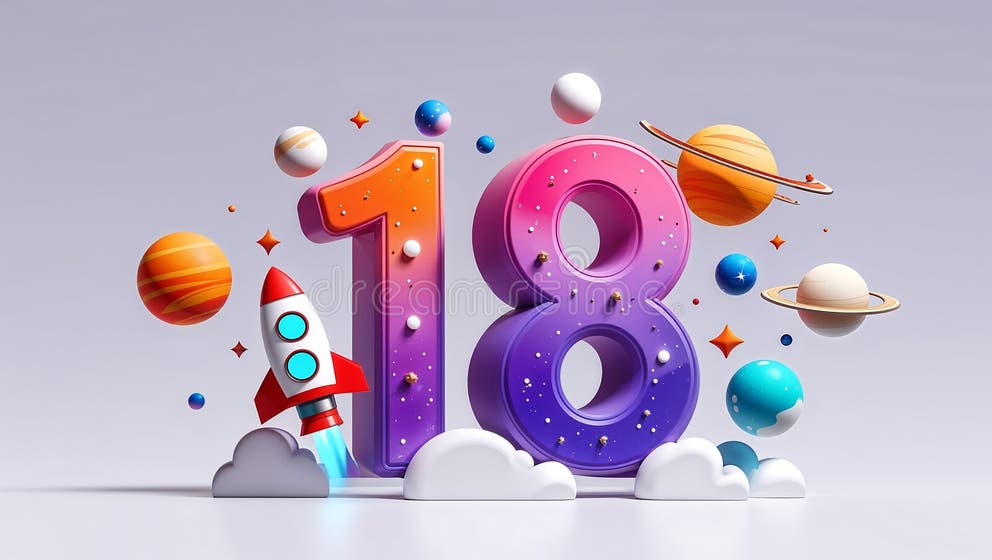 Three-Dimensional Stylized Numbers with Vibrant Cosmic Gradient Theme ...