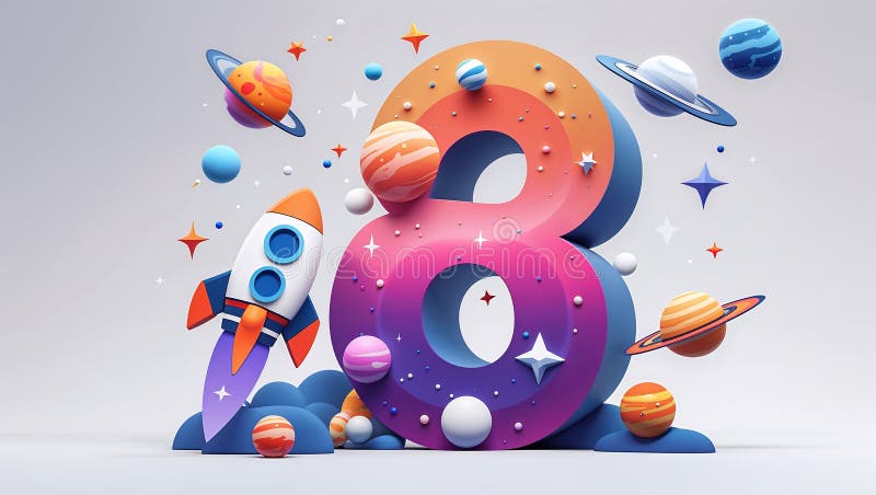 Three-Dimensional Stylized Numbers with Vibrant Cosmic Gradient Theme ...