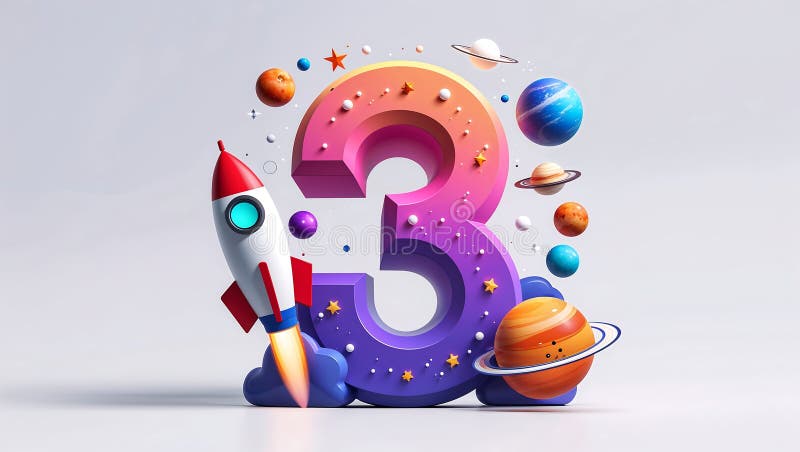 Three-Dimensional Stylized Numbers with Vibrant Cosmic Gradient Theme ...