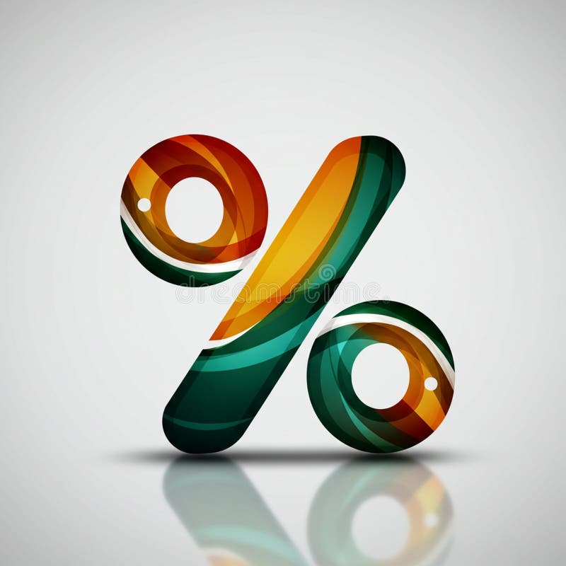 A Three-dimensional, Stylized Percentage Symbol Featuring Bold Colors ...