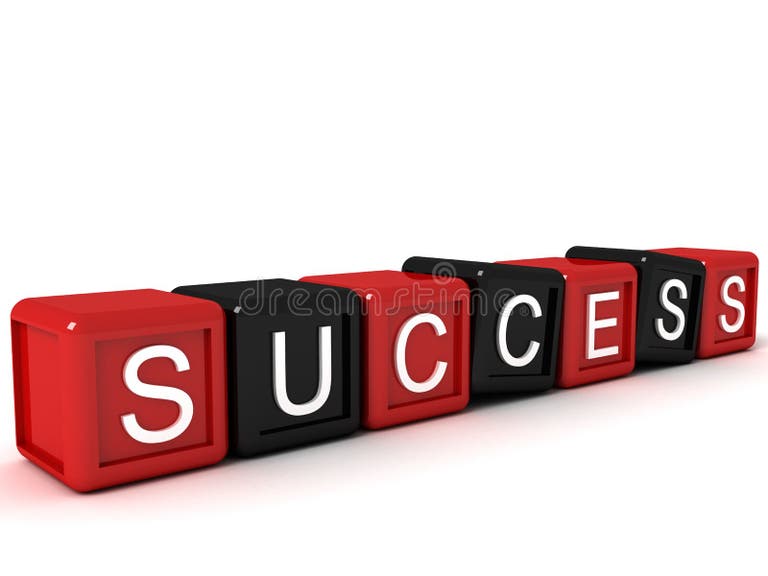 Three Dimensional Success Text on Building Blocks Stock Illustration ...