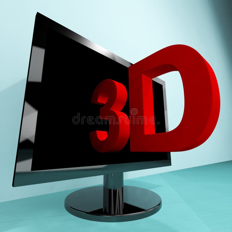 Three Dimensional Television or 3D HD TV Stock Illustration ...