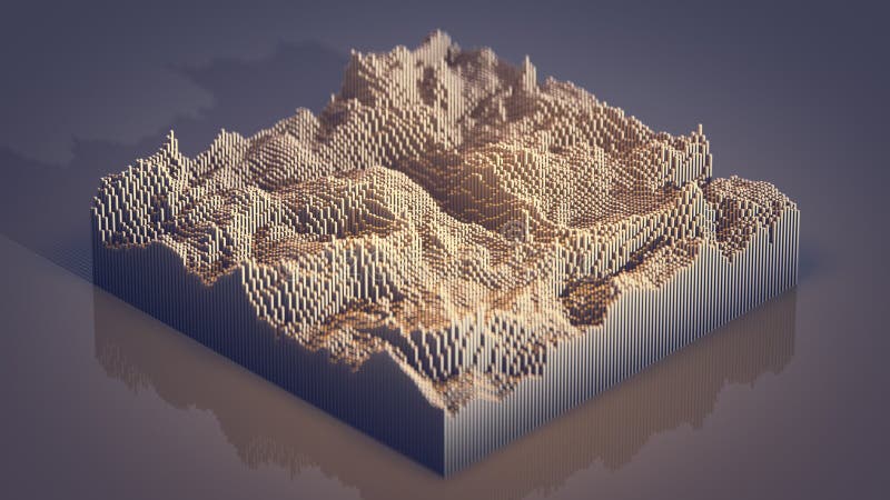 Three-dimensional Topographic Relief 3D Render Stock Illustration ...