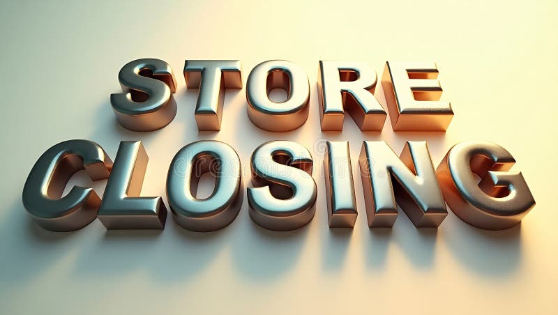 Three-dimensional Typography Announcing the Closure of a Retail ...
