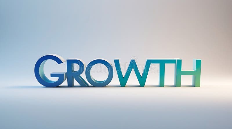 Three-dimensional Typography Displaying the Word Growth in a Gradient ...