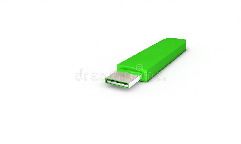 Three-dimensional Usb Disk Green Stock Illustration - Illustration of ...