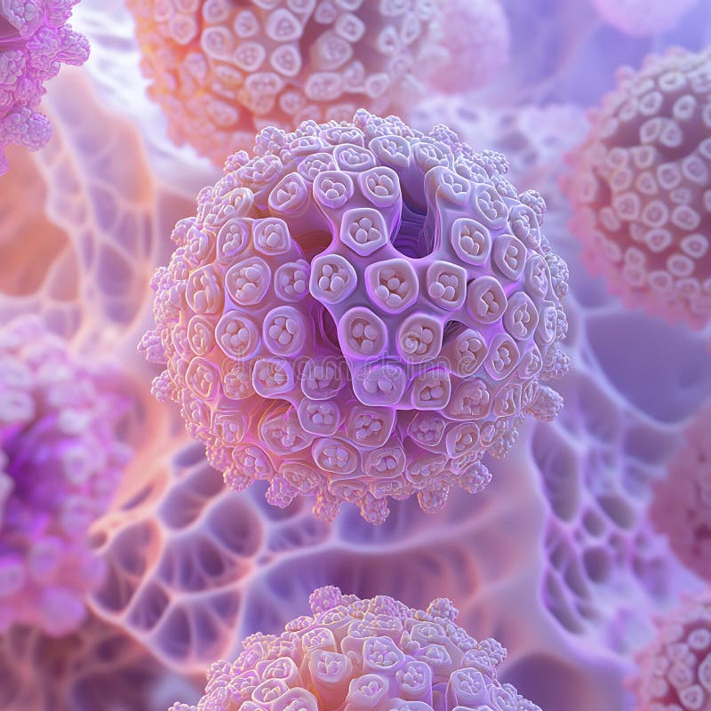 Three-Dimensional View of Human Papillomavirus on Cellular Backdrop ...