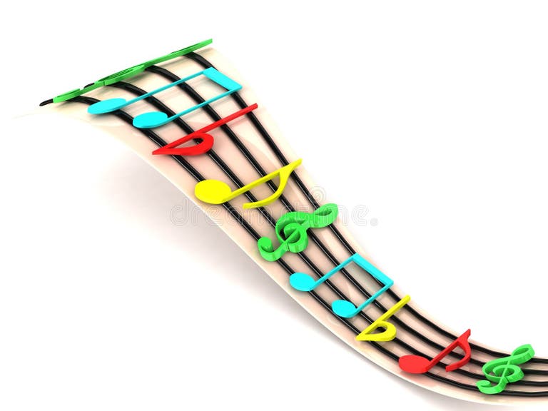 Three Dimensional View of Musical Notes Stock Illustration ...