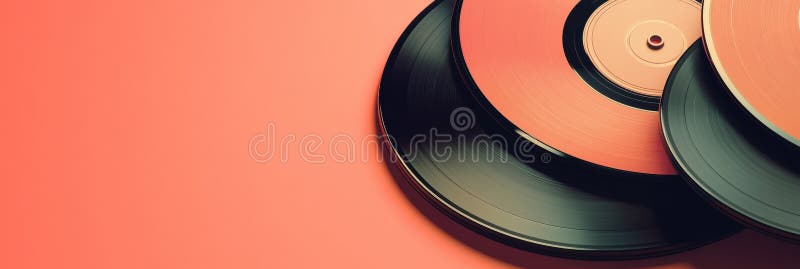 Vintage 3D Vinyl Records on a Colorful Background with Ample Space for ...