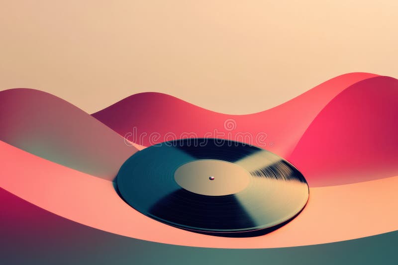Vintage Vinyl Records Placed on Colorful Flowing Waves with Space for ...