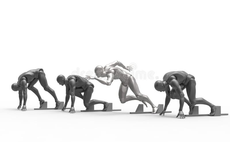 Three Dimensional White Human Run Stock Illustration - Illustration of ...
