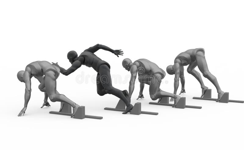 Three Dimensional White Human Run Stock Illustration - Illustration of ...