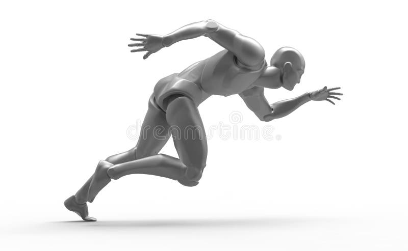 Three Dimensional White Human Run Stock Illustration - Illustration of ...