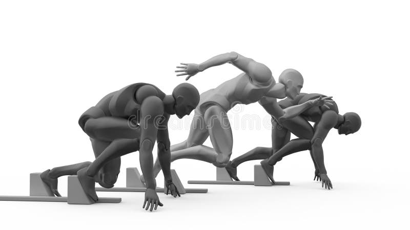 Three Dimensional White Human Run Stock Illustration - Illustration of ...
