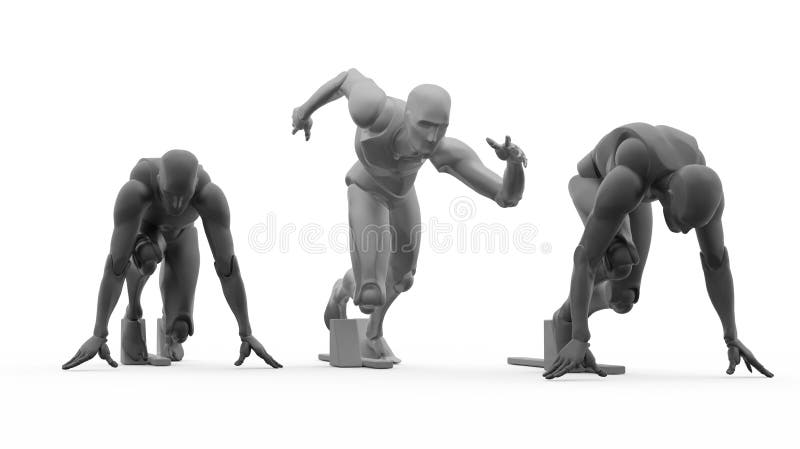 Three Dimensional White Human Run Stock Illustration - Illustration of ...