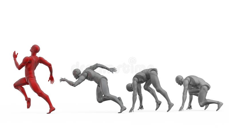 Three Dimensional White Human Run Stock Illustration - Illustration of ...