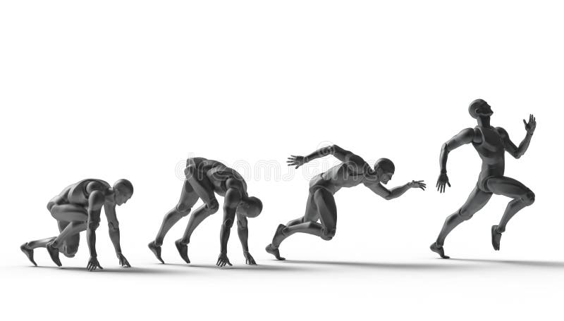 Three Dimensional White Human Run Stock Illustration - Illustration of ...