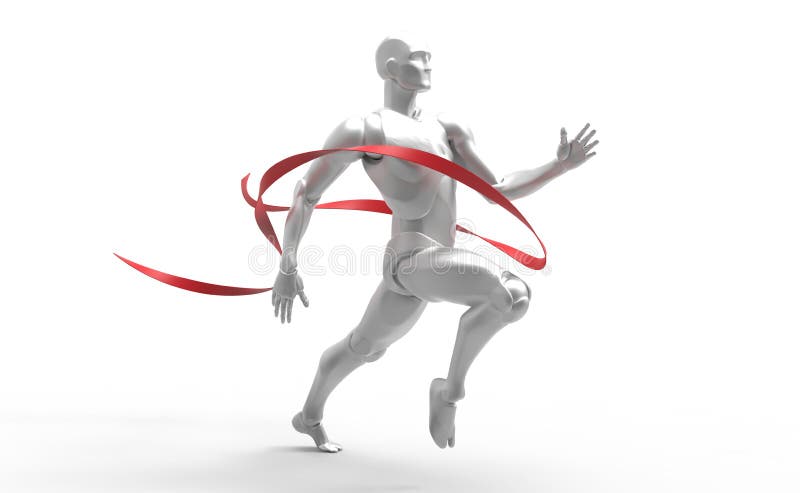 Three Dimensional White Human Run Red Line Stock Illustration ...