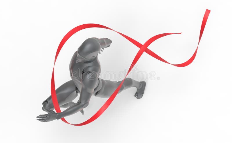Three Dimensional White Human Run Red Line Stock Illustration ...