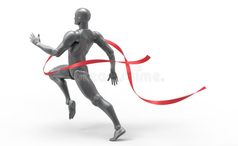 Three Dimensional White Human Run Red Line Stock Illustration ...