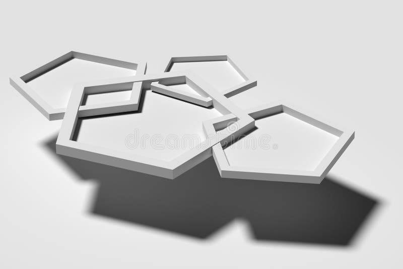 Three-dimensional White Pentagons Casting Shadow Stock Illustration ...