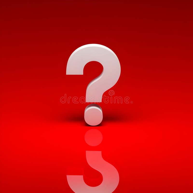 White Question Mark on Red Background with Reflection, Enhancing ...