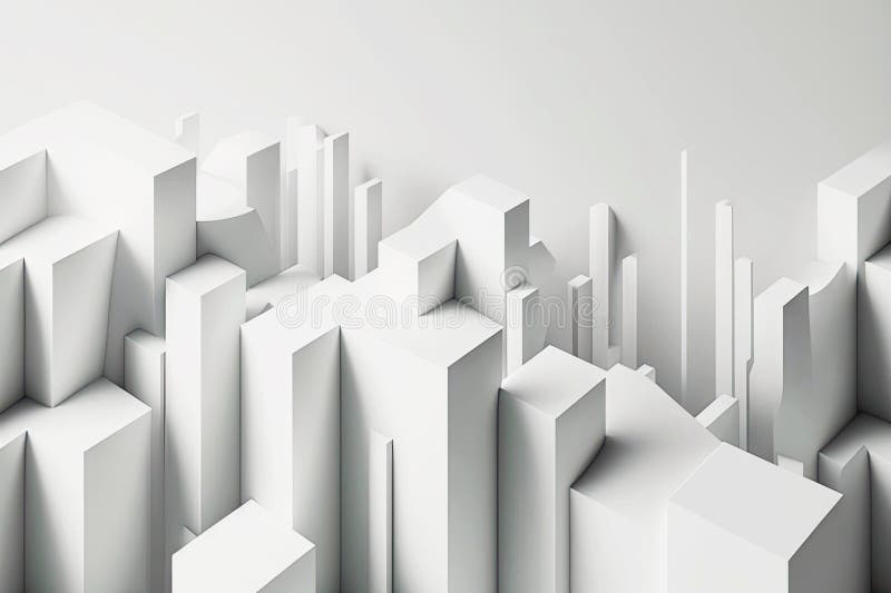 Three-dimensional White Spatial Shapes As 3D Render Abstract Geometric ...
