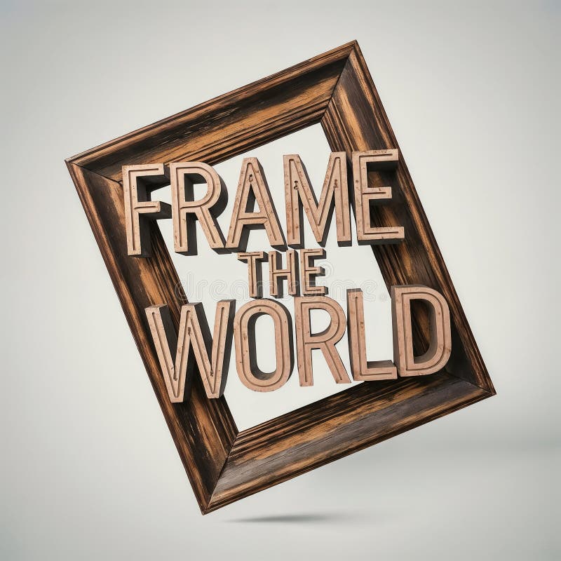 Three Dimensional Wooden Frame with Bold Block Lettering Stock ...