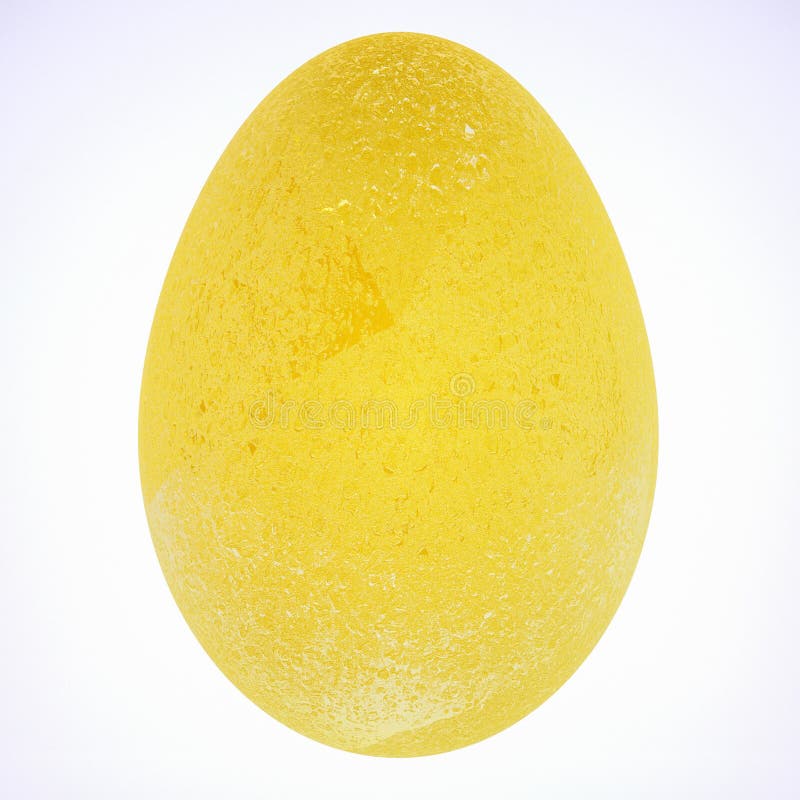 Three-dimensional Yellow Egg with Textured Shell on a White Background ...