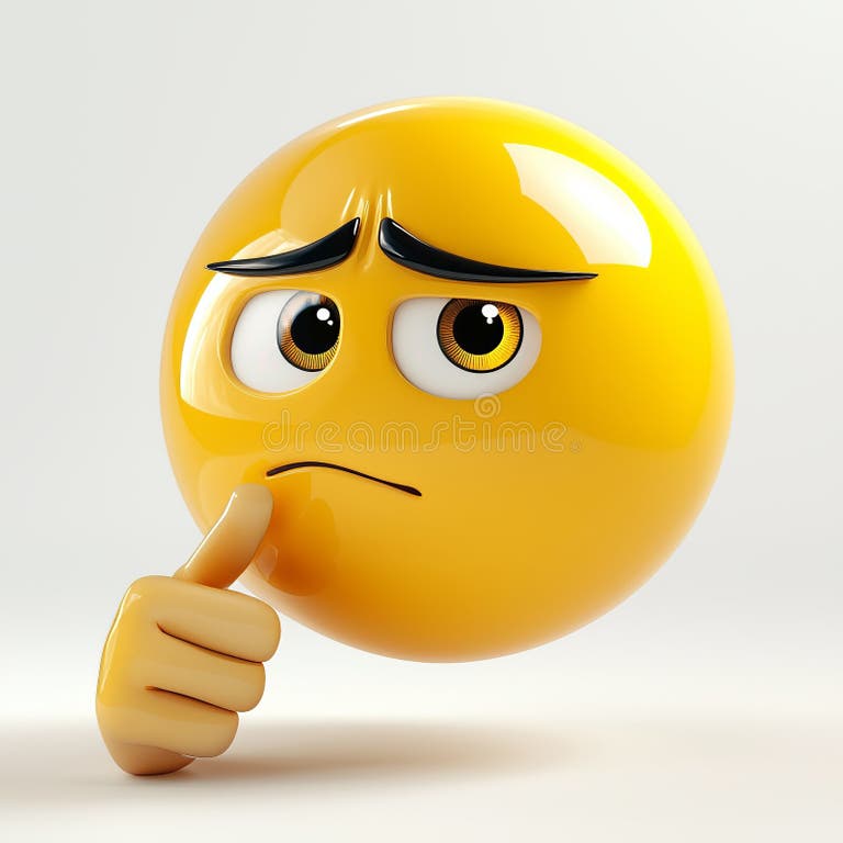 Emoji with Doubt and a Gesture of Reflection. Stock Illustration ...