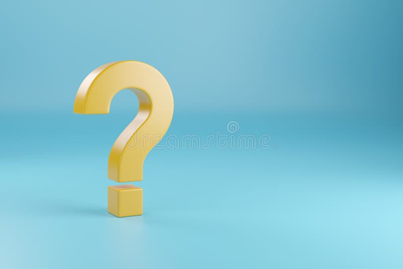 Three-dimensional Yellow Question Mark Isolated on Blue Background. 3d ...